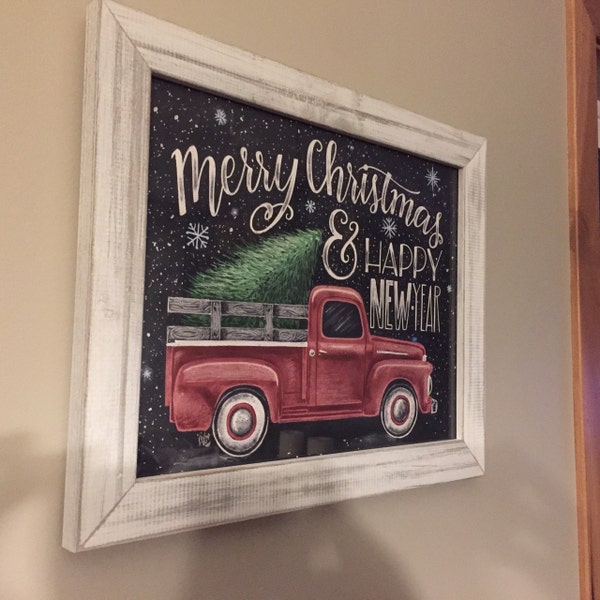 Merry Christmas Sign, Merry Christmas & Happy New Year, Chalkboard Art ...