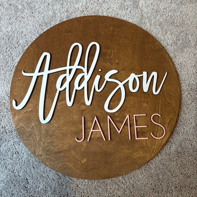 Nursery Name Sign, Round Name Sign, Above Crib Sign, 3d Name Sign, Baby ...