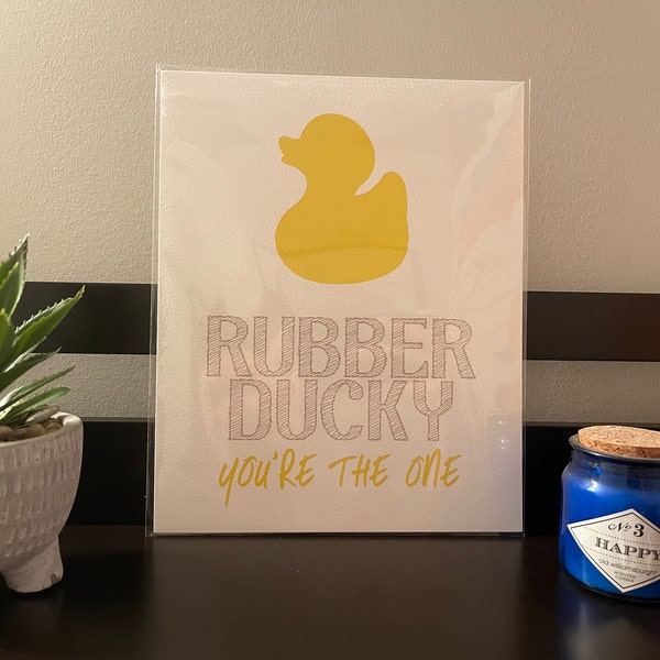 Yellow Rubber Ducky Typography Art Print - Sesame Street, Fun Child's ...