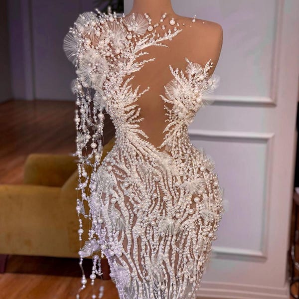 Oscar 2024 Inspo Hand Embroidery Ice Blue Bridal Bodice, Bridal Corset ...