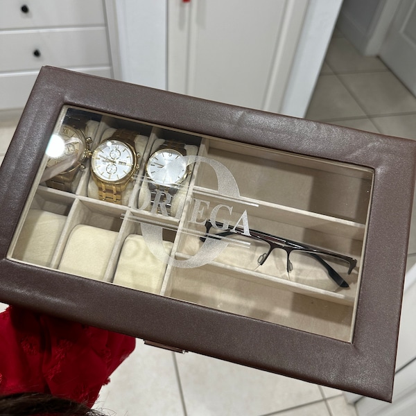 Personalized Watch and Sunglasses Box - Engraved Sunglasses and Watch ...