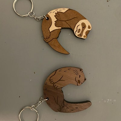 Interlocking Otter and Ferret Keychains Friendship or Relationship Wood ...