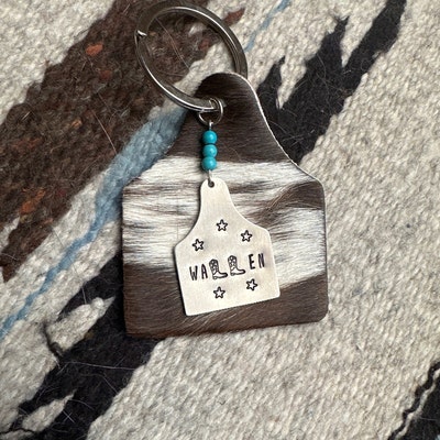 Tiny Turquoise Cattle Tag Initial Necklace Handstamped Western Necklace ...