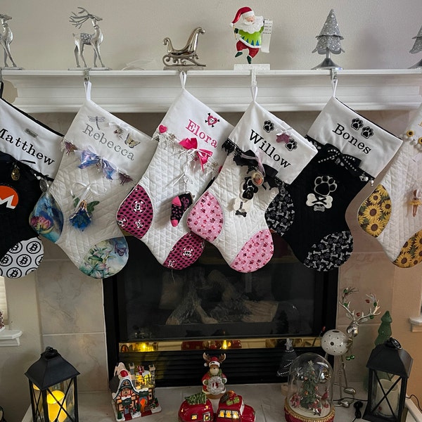 Racing Christmas Stocking With Car Ornament, Black White Ck Heels/toes ...