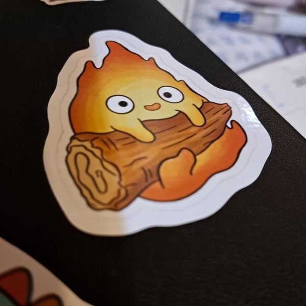 Calcifer Fire Demon Kawaii Happy Fire Sticker Studio Ghibli Gift for ...