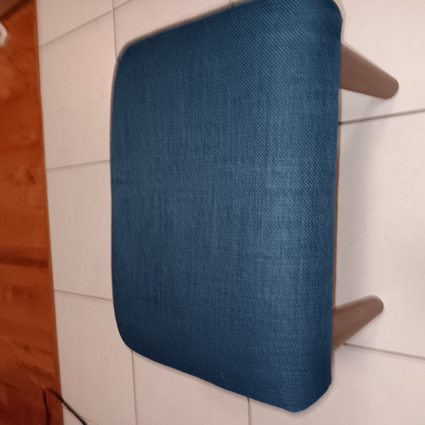 Blue Plain Footstool 10-26 Cm Solid Small Plain Footrest With Wooden ...