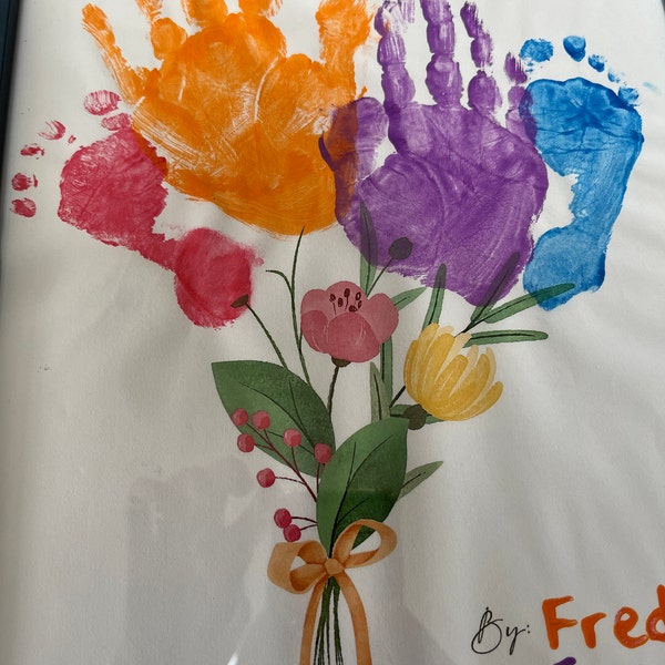 Handprint Gift From Daughter, Dad Gift, Gift for Mom, Child Handprint ...