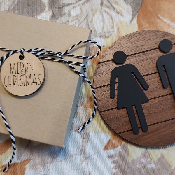 3D Restroom Shiplap Sign, Mini Bathroom Signs, Farmhouse Bathroom Decor ...