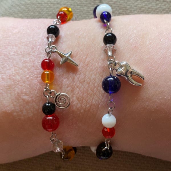 Red, Black and Yellow Charm Bracelet Awty James Marriott Inspired - Etsy UK