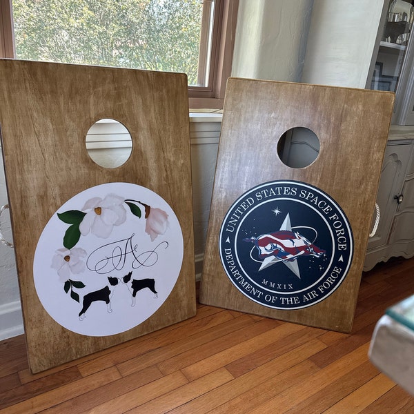 Set of Two Custom Logos for Cornhole Boards, Printing of 2 Business or ...