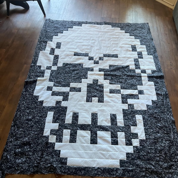 Strippy Skull Quilt PDF Pattern for Jelly Rolls or Honey Buns. Two ...