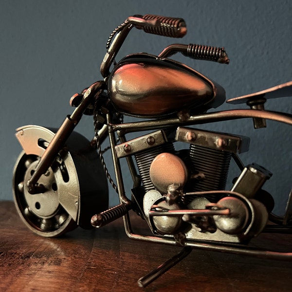Handmade Scrap Metal Motorcycle Model: Copper Finish Biker Decor - Etsy