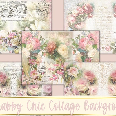 Shabby Chic Backgrounds. 5 A4 Size Papers. Digital Paper, Journal Pages ...
