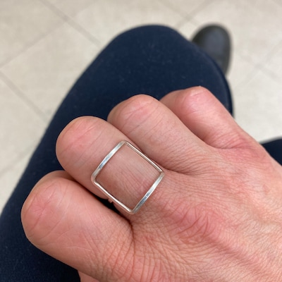 Square Ring Solid Gold Ring Geometric Ring Silver Square Ring 10k Gold ...