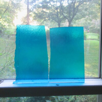 Stained Glass, Turquoise Blue TRANSPARENT Fusible Iridescent, Bullseye ...