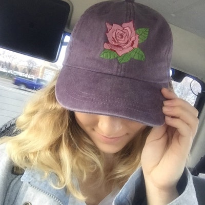 PINK ROSE June Flower of Month Hat Embroidered Women Garden Cap 24 ...