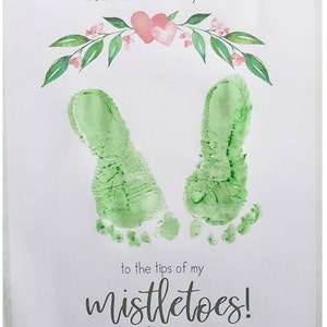 1st Christmas Card, Printable Footprint Art Craft From Newborn Baby to ...