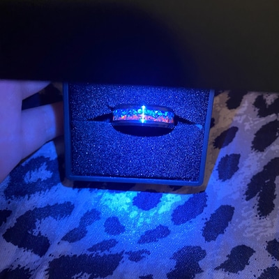 Titanium Meteorite Ring, Mens Meteorite Ring With Wavy Titanium Band ...