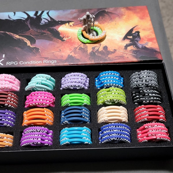 DND Miniatures Condition Rings With Box - 96 Markers to Track 24 ...