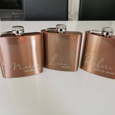 Personalised Ladies Hip Flask, Bridesmaid Gifts, Gift for Her, Maid of ...
