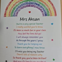 Teacher Poem Gifts Personalised Teacher Thank You Gifts Teaching ...