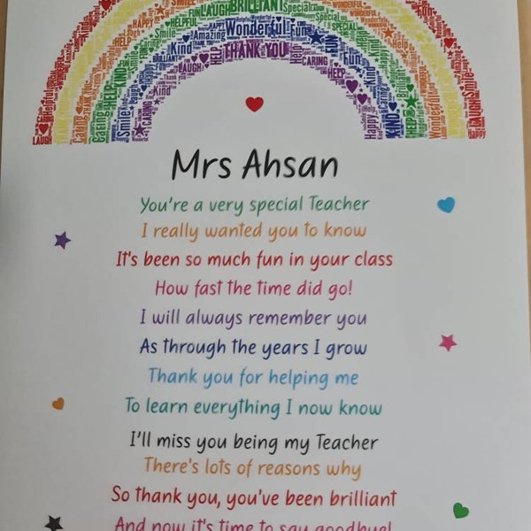 Teacher Poem Gifts - Personalised Teacher Thank You Gifts - Teaching ... Teacher Poem Gifts - Personalised Teacher Thank You Gifts - Teaching ...