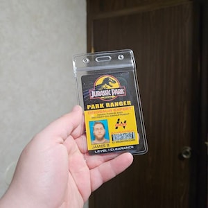 Jurassic Park Ranger ID Badge customize With Your FACE or NAME ...