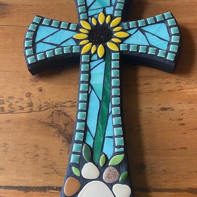 Mosaic Wall Cross, Stained Glass Cross, Mixed Media Cross, One of Kind ...