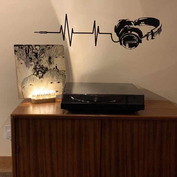 Music Wall Decal Decor - Vinyl Dj Headphone Sticker for Teen Boy ...