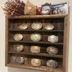20 Buckle Rustic Western Buckle Display With Cowhide Backing and No ...