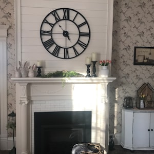 Metal Large Rustic Black Wall Clock Oversized Farmhouse Modern Wanduhr ...