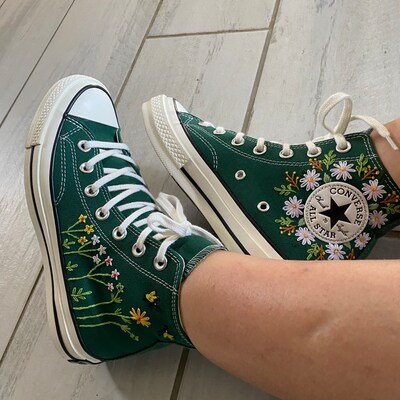 Custom Converse Embroidered Converse Flower Personalized - Etsy
