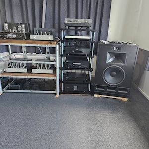 Audio Rack With Adjustable Oak Shelves / Record Player Stand / Media ...