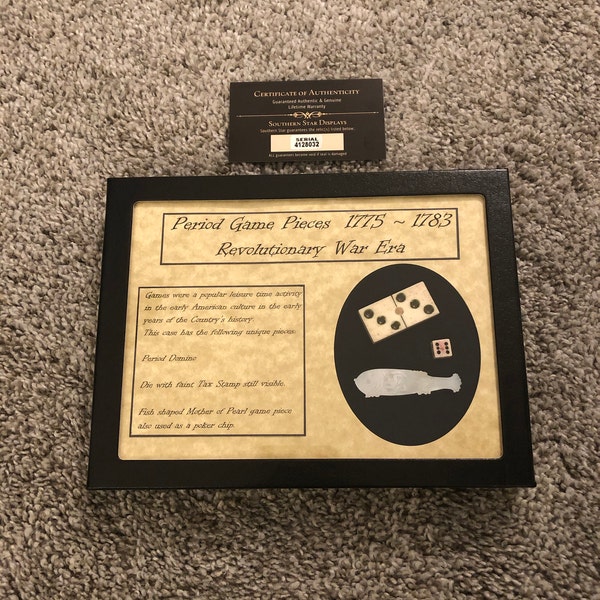 Revolutionary War Era Game Pieces Domino, Stamp Act Dice, & Poker Chip ...