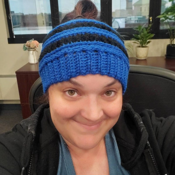 The Gracie Messy Bun Beanie Crochet Pattern | Adult Messy Bun Beanie ...