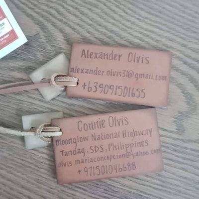 Address Leather Luggage Tag. Personalized Address Luggage Tag. - Etsy