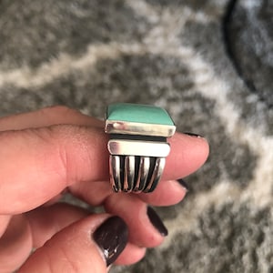 Beth Dutton Inspired Turquoise and Sterling Silver Large Statement Ring ...