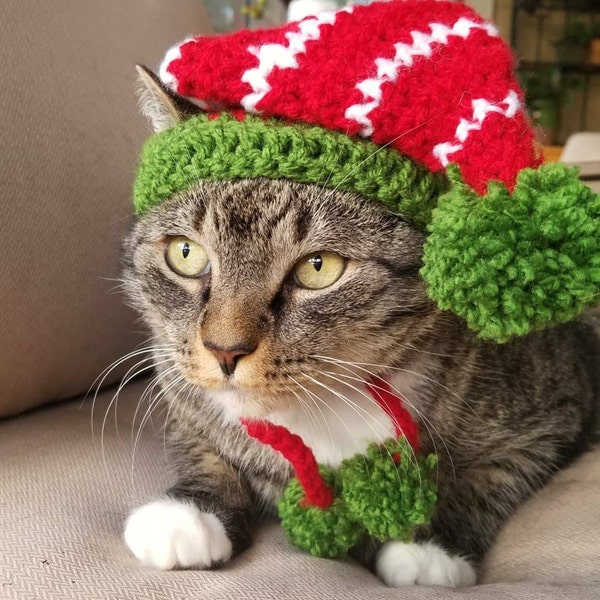 Elf Hat for Cats, Cat Elf Hat, Holiday Cat Hat, Christmas Hat for Cats ...