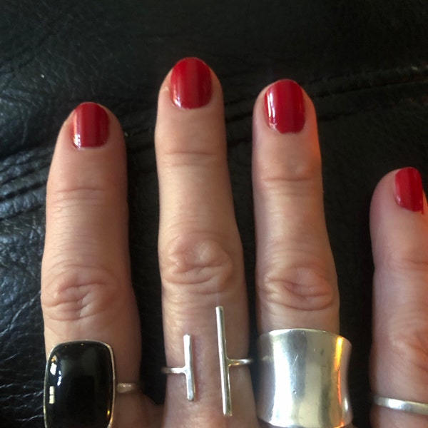 Parallel Bars Ring, Sterling Silver Ring, Modern T Ring, Geometric ...