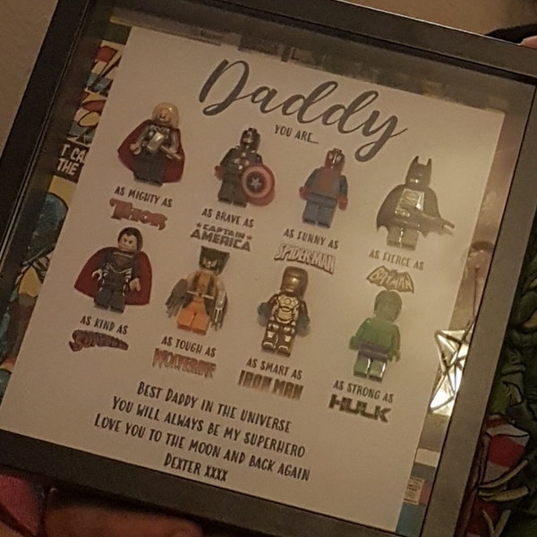 Personalised Daddy/dad Superhero Box Frame, Personalised Frame for Him ...