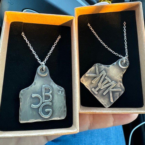 Sterling Silver Cow Tag Custom Cattle Brand Necklace for Her KEB ...