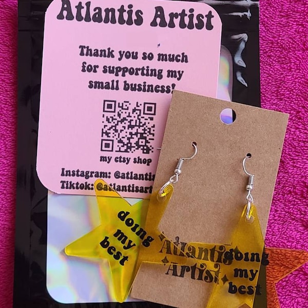 Star Shaped Earrings, Doing My Best Earrings, Meme Earrings, Funny ...