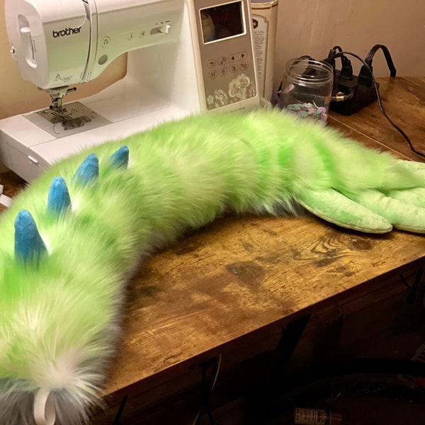 Any Color Dutch Angel Dragon Fursuit Tail - Soft Minky Feathers Spikes ...
