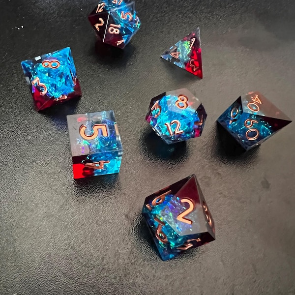 Blue Lightning DND D20 Dice, Resin Sharp Edge Dice Set, D&D Dice Set ...
