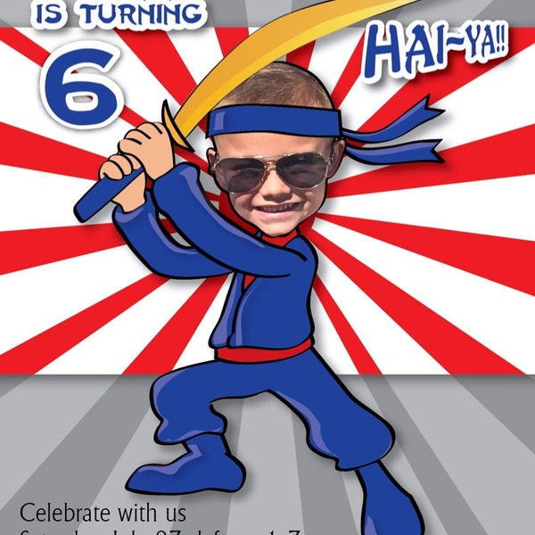 Ninja Birthday Party Invitation - Personalized From Your Photo DIGITAL ...