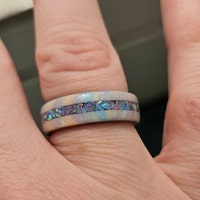 Unicorn Poop Ring With Opal Inlay - 6mm Width - Diamond Dust Ring ...