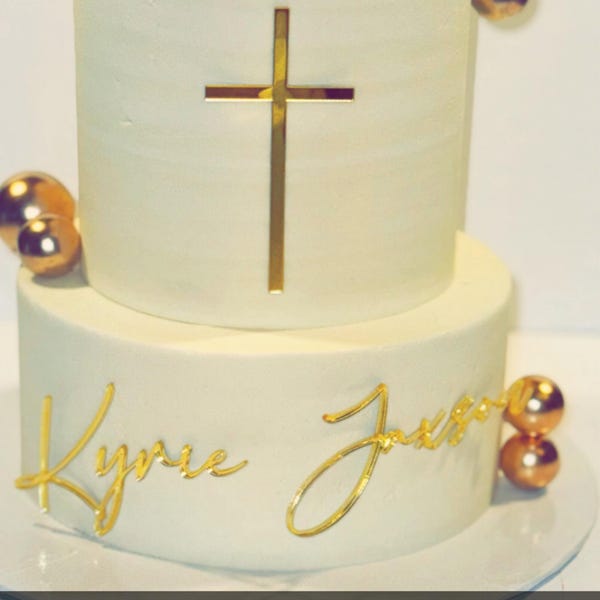 Custom Baptism Cake Charm | Cross Cake Charm | Personalized First ...