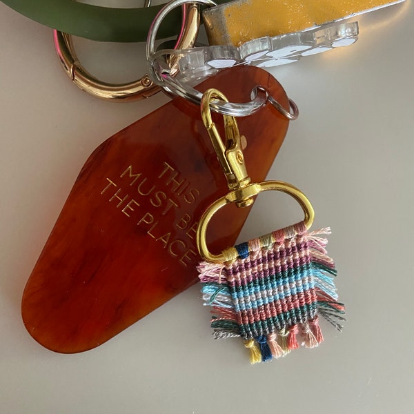 Boho Fringe Cotton Keychain, Case of Stripes Friendship Bracelet ...