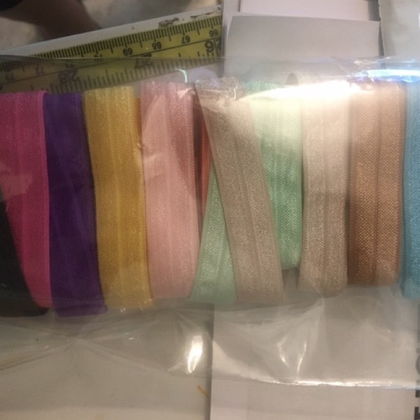 10 Yards Pastel Colors Theme FOE Spring Grab Bag Solid Elastic 5/8 FOE ...