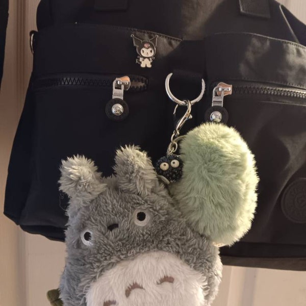 My Neighbor Totoro Soot Sprite Faux Fur Heart Plushie Coin Purse Bag ...